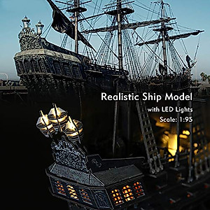 3D Puzzles for Adults 27" Pirate Ship Arts Crafts for Adults Gifts for Men Women Model Kits Brain Teaser Puzzles for Adults Sailboat Building Kits, Queen Anne's Revenge Cool Desk Decor, 340 Pieces