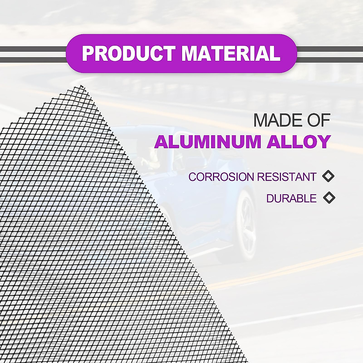 Universal 40"x13" Car Grill Mesh - Aluminum Alloy Automotive Grille Insert Bumper 4x8mm Rhombic Hole, 100x33cm Automotive Grille Insert Bumper, Multifunctional Grille Mesh Roll, Fit for Car Bumper