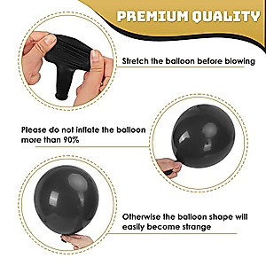 RUBFAC 65pcs 12 Inches Black Gold Confetti Balloons Kit, Metallic Gold and Black White Party Balloons with Ribbons for Birthday, Wedding, Baby Shower, Graduation Decorations