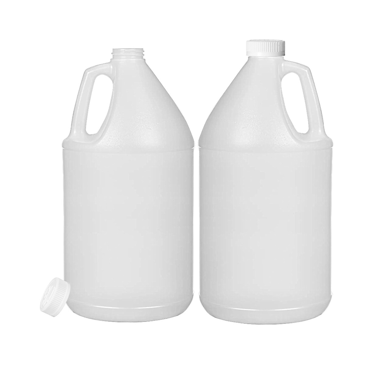ljdeals 2 Pack 1 Gallon Reusable Plastic Jugs, Ergonomic Handle with Child Resistant Lids, Food Safe, BPA Free, Leak-Resistant, HDPE Plastic Container for Water, Liquids and more, Made in USA