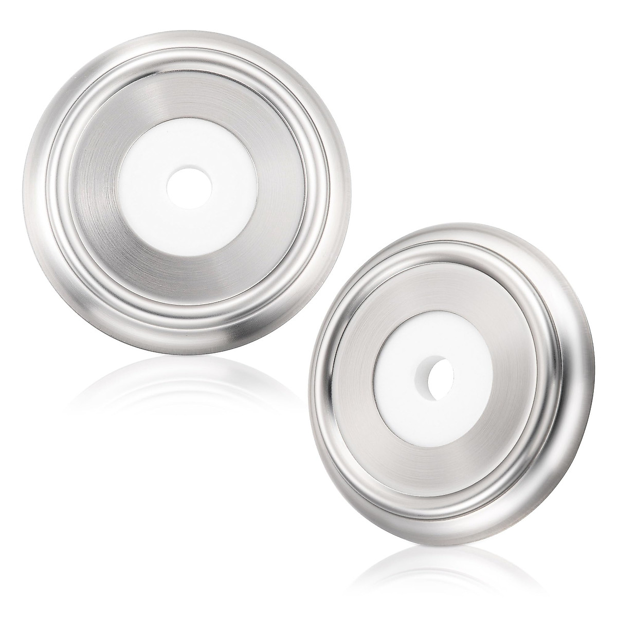 Enhon 2 Pack Metal Tub Spout Cover Ring, Bathroom Faucet Remodeling Wall Plate with Foam Gasket, 1-1/2 Inch ID and 3-5/8 Inch OD (Brushed Nickel)