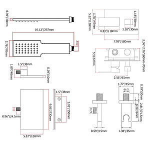 JiaYouJia Waterfall Spout Wall Mounted Tub Faucet with Handheld shower Modern Single Handle Tub Filler Solid Brass in Brushed Gold(Brushed Gold)