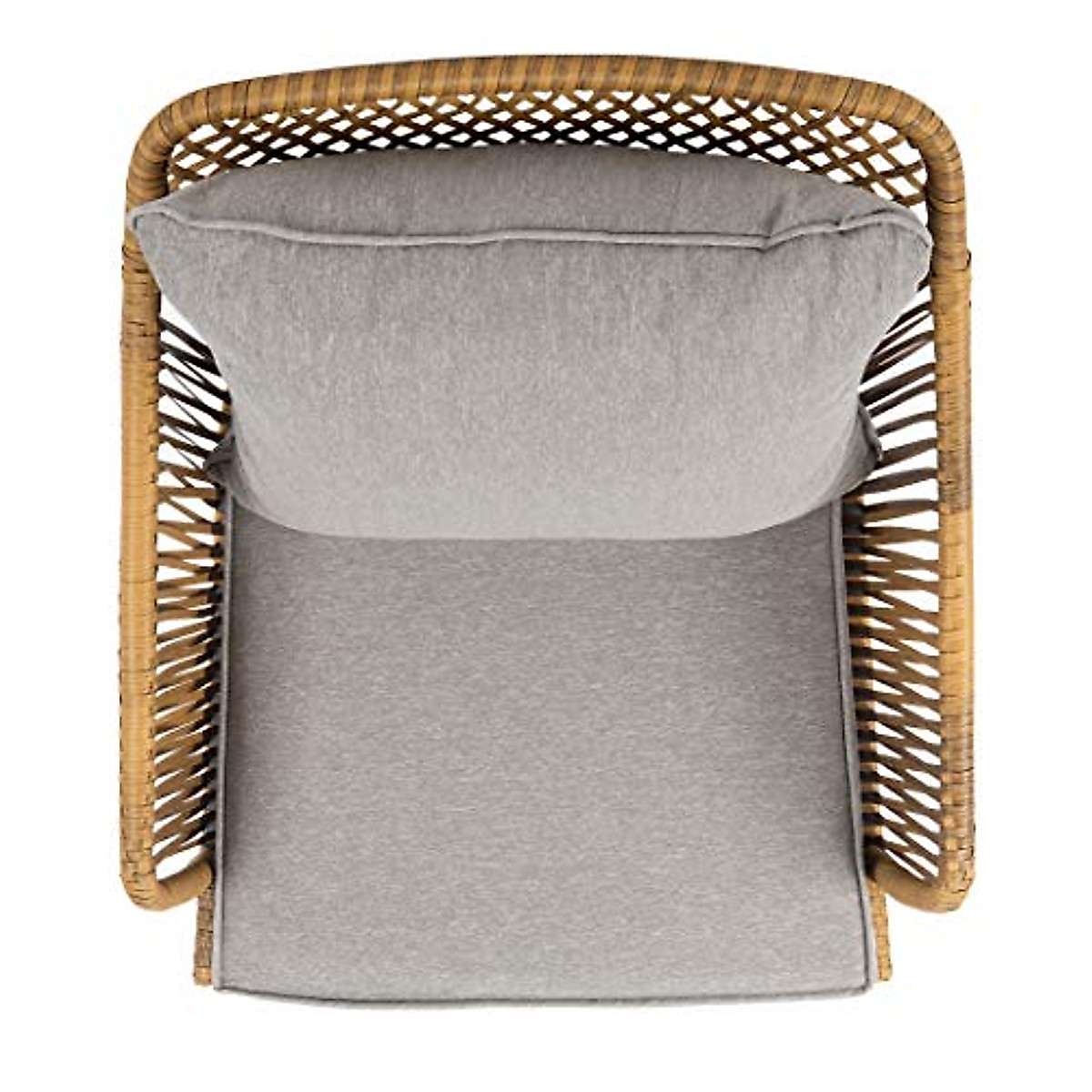 SAFAVIEH Outdoor Collection Jensen Natural Brown Rattan/Grey Seat Cushion 3-Piece Patio Lounge Bistro Set with Table (PAT9008A)