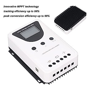 Solar Charge Controller, 12V/24V/36V/48V Solar Panel Regulator, Solar Panel Regulator with Adjustable LCD Display, MPPT Technology, 4 Stage Safe Charging (100A)