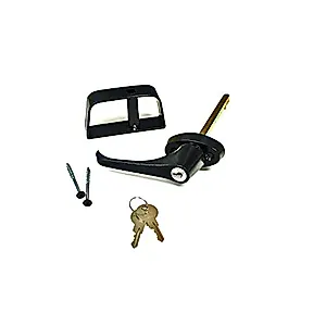 Doors & Door Hardware 5-1/2" Black L Handle Door Lock Set - For shed, gate, playhouse and more