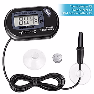 NEPTONION Aquarium Thermometer LCD Digital Aquarium Thermometer with Suction Cup Fish Tank Water Terrarium Temperature for Fish and Reptiles Like Lizard and Turtle