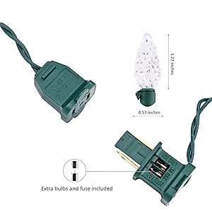 Brizled Upgrade Faceted C5 LED String Lights, 100 LED 33ft Mini String Lights, 120V UL Certified Clear Christmas Light Set for Indoor & Outdoor Decoration, Patio, Garden, Party and Holiday, Cool White