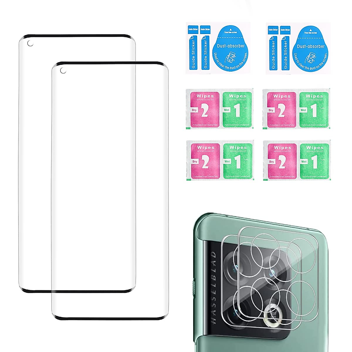 KZLVN 2+2 Compatible OnePlus 10 Pro Screen Protectors + Camera Lens Protectors, 3D HD Accuracy Full Clarity Coverage Premium 9H Tempered Glass, Anti-Scratch, Anti Bubble 3D Touch Film