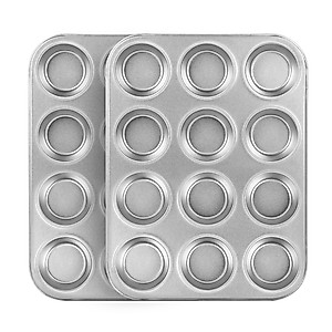 G & S Metal Products Company Baking with G&S Set of Two Heavy Duty 12-Cup Muffin Pans, Gray, 230TH