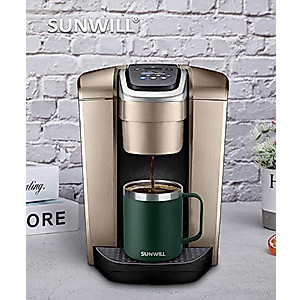 SUNWILL Coffee Mug with Handle, 14oz Insulated Stainless Steel Reusable Coffee Cup, Double Wall Coffee Travel Mug, Powder Coated Forest Green