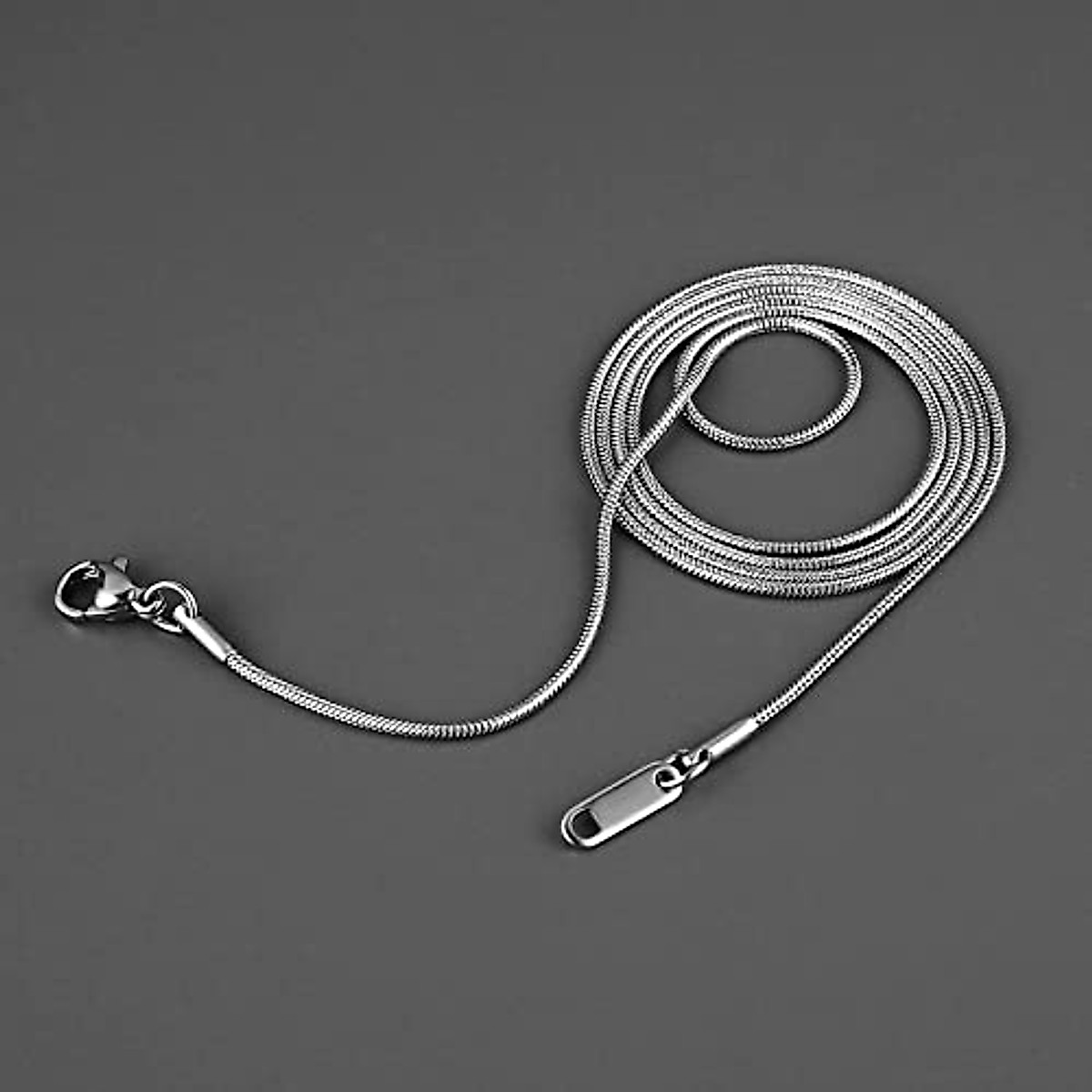HZMAN Silver 1.2mm Width Stainless Steel Dainty Thin Round Snake Chain Necklace 16"-24'' inch Link for Women Men with Lobster Claw Clasp（16"