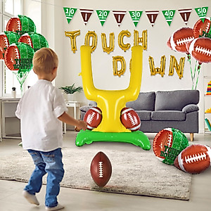 Football Party Supplies Kit - Touchdown Letter Balloons, Goal Post & Football Shaped Foil Balloons, Round 'Touchdown!' Foil Balloons, and Banner for Birthday, Game day, Tailgate Party Decorations