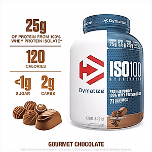 Dymatize Nutrition ISO 100, Whey Protein Powder, Gourmet Chocolate, 5 Pound