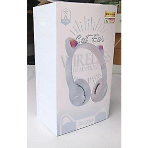 Cat Ear Wireless Headphones with Led Light, Cute Design Bluetooth Headset with Mic (Blue)