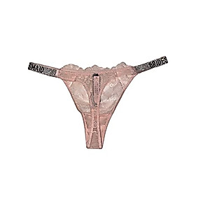 Victoria's Secret Very Sexy Rhinestones Bombshell Shine Strap Brazilian Lace Thong Panty Color Pink Size Medium New