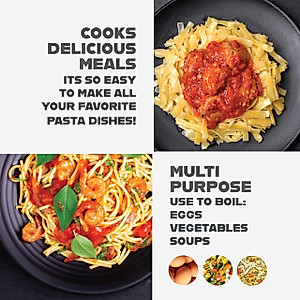 GOTHAM STEEL 5 Quart Stock Pot Multipurpose Pasta Pot with Strainer Lid & Twist and Lock Handles, Nonstick Cooking Pot + Pasta Strainer Pot with Lid, Spaghetti Pot, Oven/Dishwasher Safe - BLACK