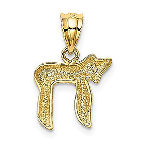 14k Yellow Gold Solid Chai Charm Pendant
