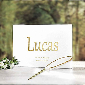 Cheerland Feather Signature Pens Ballpoint Pen for Party Reception Wedding Party Guest Book Ceremony Bridal Baby Shower Anniversary Graduation Event Party Favors (Gold/White)