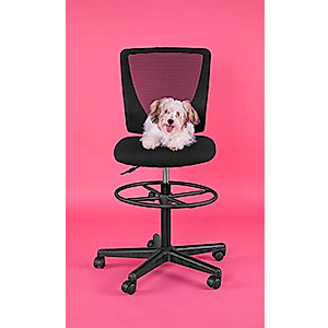 Flash Furniture Harper Ergonomic Mid-Back Mesh Drafting Chair with Black Fabric Seat and Adjustable Foot Ring