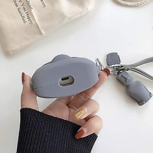 for Apple Airpods Pro and 1/2 Charging Case Easter Island Statues Silicone Cover and Pendant Keychain 3D Lovely Stone Man Father and Son (Airpods Pro)