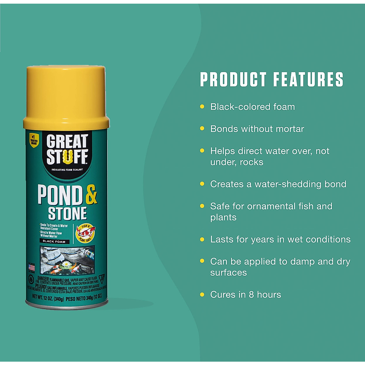 Great Stuff 283064 12OZ GS Pond&Stone Foam Sealant, Each, Black