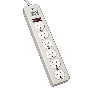 Tripp Lite 6 Outlet Surge Protector Power Strip, Industrial, 6ft. Cord, 2100 Joules, Metal, (DG115-Si) Gray
