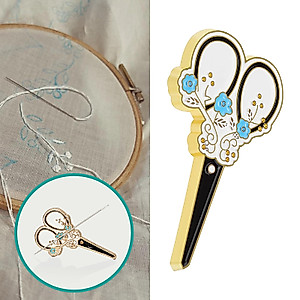SING F LTD Scissors Shaped Magnetic Needle Keeper 4.4x2.4cm Embroidery Needle Picker Alloy Drop Glue Needle Aspirator for Sewing Embroidery Needlework Storage