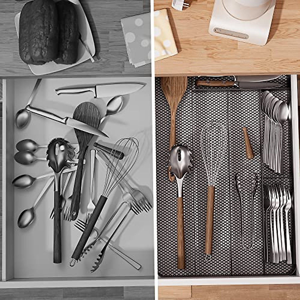 IOAIANIA Kitchen Drawer Organizer, Metal Silverware Utensil Organizer, Deep Mesh Wire, Premium Cutlery Tray for Knives, Forks, Spoons, Makeup Drawer & Utensil Holder