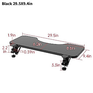 alfd suoke 29.5in x 9.4in Ergonomics Desk Extender, Arm Rest for Desk, Keyboard Extender for Computer Elbow Arm Support, Table Mount for Sit Stand Desks, Black