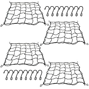 4PCS Grow Tent Net, Flexible Net Trellis Fits 4x4ft and More Size, Stretchy Trellis Netting with Hooks for Garden Balcony Yard Plants Growing and Climbing, Black