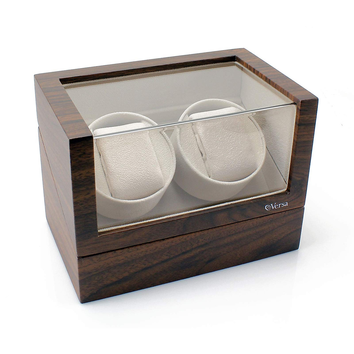 Versa Automatic Double Watch Winder in Walnut - Ultra Quiet Japanese Motor - Velvet Soft Adjustable Watch Pillow - 12 Different Settings Elite Automatic Watch Winder for Rolex - US Based Company