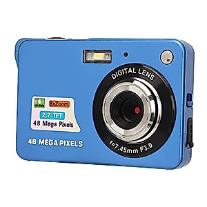 Digital Camera 4K, 4K Digital Camera 48MP 2.7in LCD Display 8X Zoom Anti Shake Vlogging Camera for Photography Continuous Shooting (Blue)
