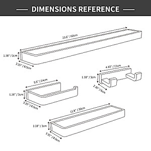YACVCL Bathroom Hardware Set Brushed Gold 4-Piece Towel Bar Set Square Bathroom Accessories Kit Stainless Steel Wall Mounted