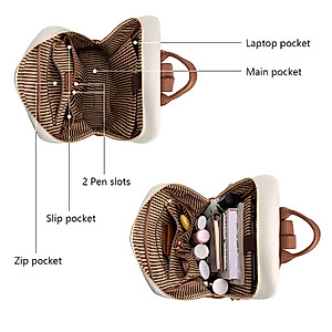 WESTBRONCO Leather Backpack Purse for Women 15.6 inch Laptop Backpack for School, Work, & Travel Beige