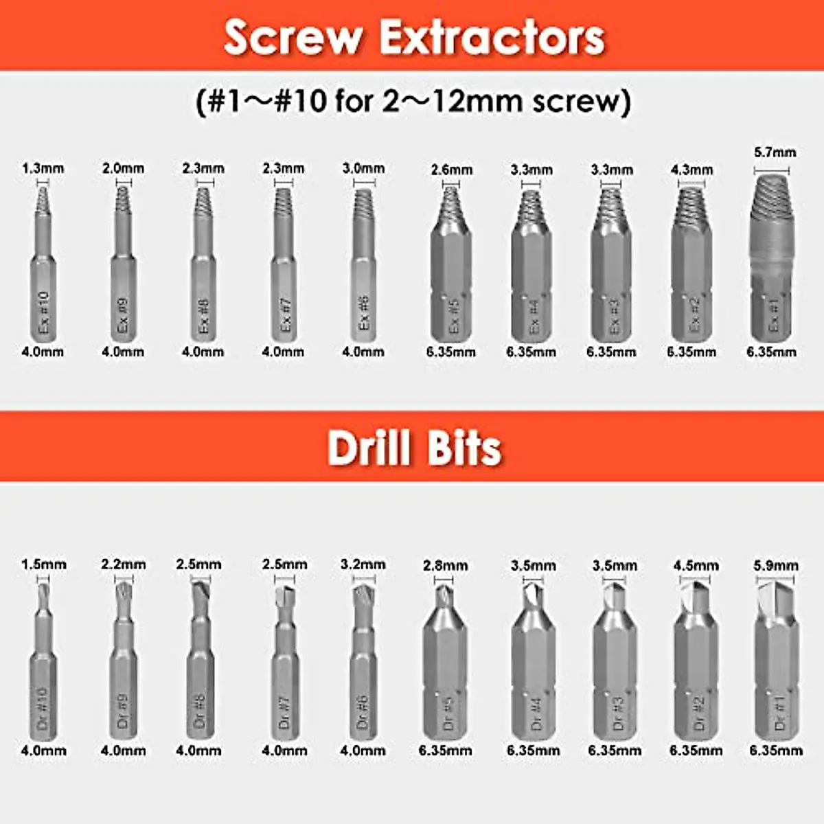 THINKWORK Damaged Screw Extractor Set, 2-21mm, 39-Piece Bolt Extractor Kit, Easy Out Bolt ...