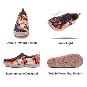 UIN Women's Slip Ons Canvas Lightweight Flats Sneakers Walking Casual Loafers Comfortable Art Painted Travel Shoes Artwork in Progress (10)