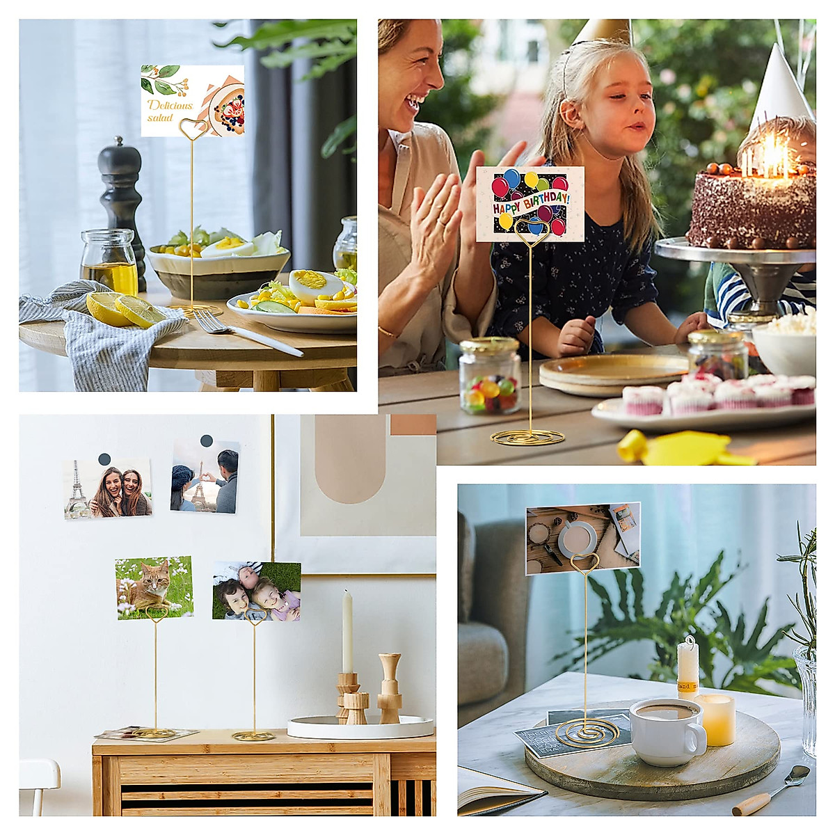 HomWanna Table Number Holders 10Pcs - 8.75 inch Heart Shaped Place Card Holder Tall Table Number Stands for Wedding Party Graduation Reception Restaurant Home Centerpiece Decoration Memo (Gold)