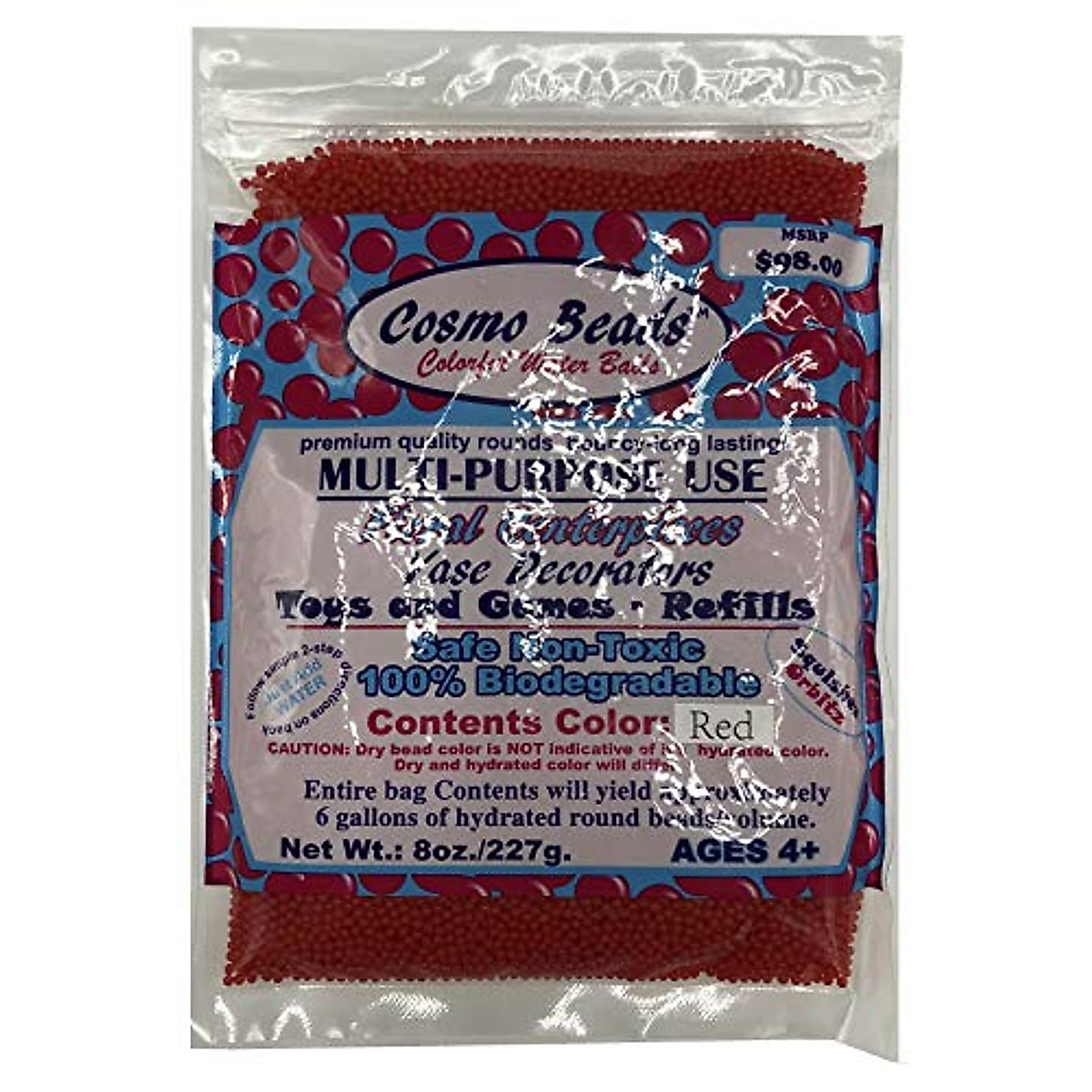 True Red Polymer Water Gel Beads for Vase Filler Table Centerpieces (8 oz. Will Yield 6 Gallons)