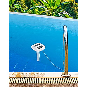 Solar Digital Pool Thermometer Floating Easy Read Large Display LCD Screen Solar Powered No Batteries Needed Fahrenheit Celsius 150C