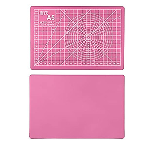 uxcell A5 Self-Healing Cutting Mat, 9" x 6" Non-Slip Single Sided with Grid PVC Desk Mat for DIY, Crafting, Model Building Rotary Cutting Board Pink