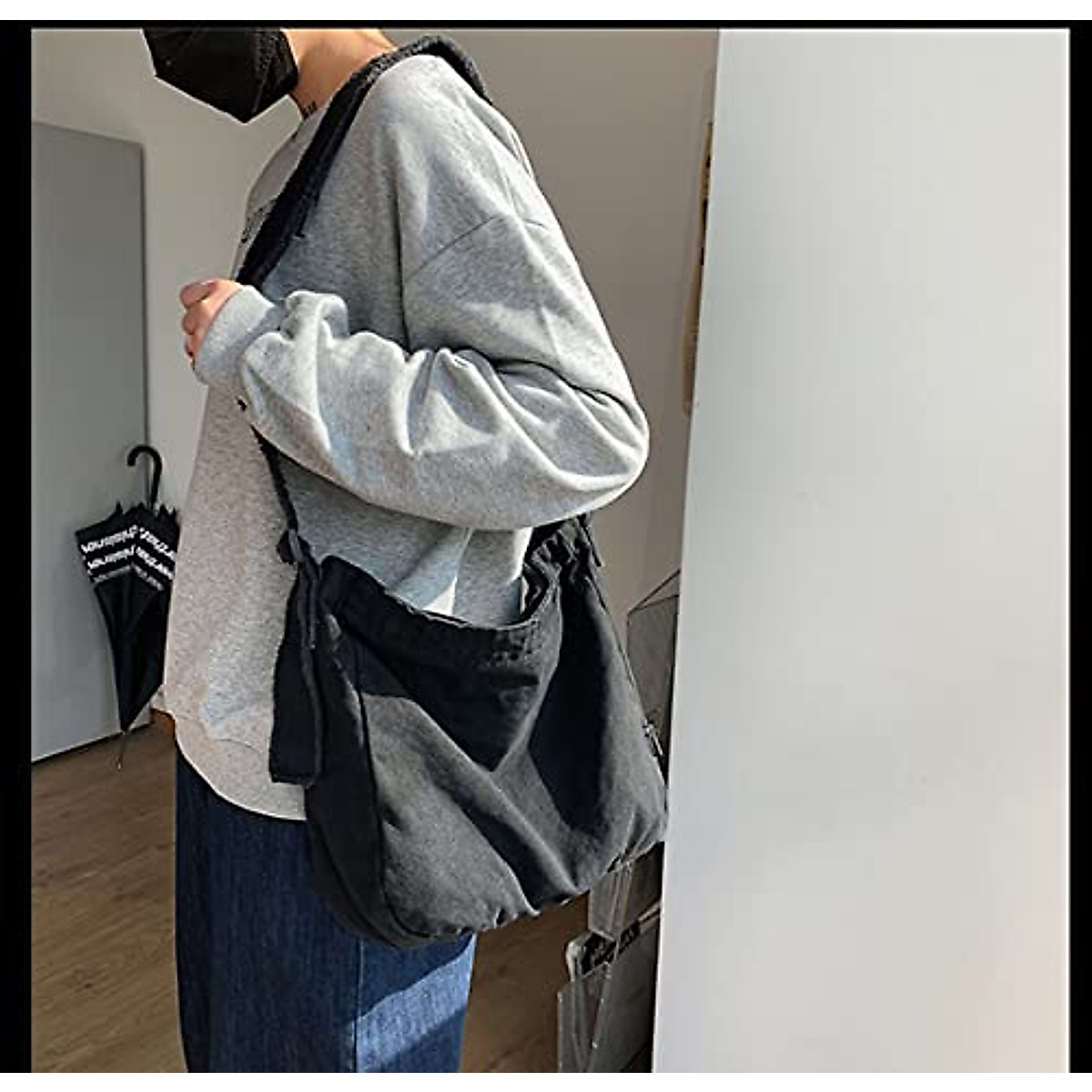 Large Hobo Bag for Women Canvas Tote Bag Shoulder Bag Fashion Hobo Bag Women Men Messenger Bag for School Work