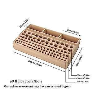 NahNah Leather Craft Tool Holder, 98 Holes Professional Wooden Leathercraft Stand Organizer with 3 Slots, Leather Tool Holder for Making Punch Tools Storage 10.62×5.9 in