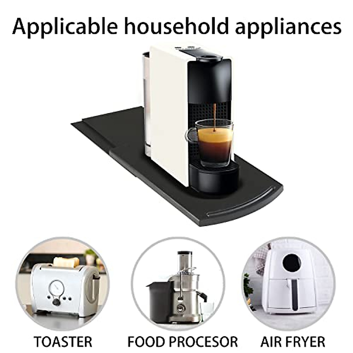 2 PCS kitchen sliding caddy,countertop sliders for kitchen appliances, sliding appliance tray for countertop, Blenders and Air Fryer, Appliance Slider for Coutertop with Rolling Wheels