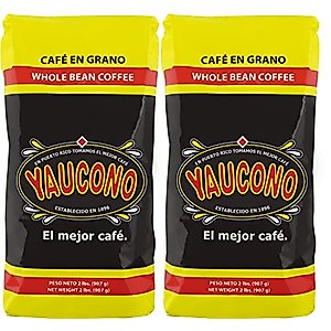 Yaucono Whole Bean Coffee, Arabica Medium Roast, Bagged, 2 Pound (Pack of 2)