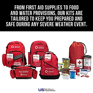 American Red Cross Officially Licensed Product | Deluxe Personal Safety Emergency Pack with Bag | Trauma Supplies | Medical Backpack | Bandages, Wipes, Gloves, Whistle, More