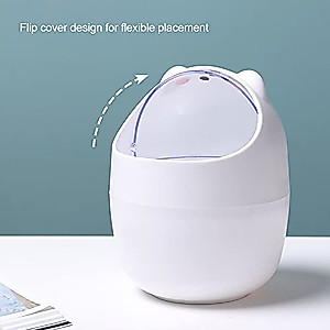 D-GROEE Mini Trash Can with Lid, Waste Bin Mini Multifunctional Reusable Desktop Lovely Cartoon Garbage Storage Basket for Indoor Grey