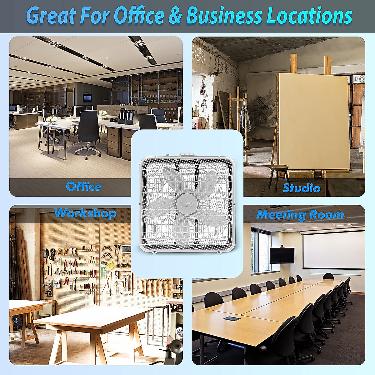 Comfort Zone CZ200A 20" 3-Speed Box Fan for Full-Force Air Circulation