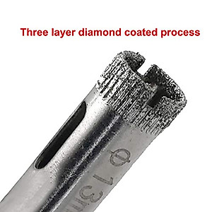 Diamond Drill Bits, PHITUODA 5pcs Diamond Hole Saw Glass Hole Saw Tile Hole Saw Hollow Core Drill Bit for Glass, Marble, Ceramic, Granite, 5/32" to 1/2", 4-13mm