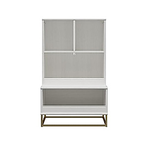 Little Seeds Charlie Kids Multi-Use Toy Storage Organizer & Bookcase, White with Golden Bronze