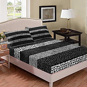 Erosebridal Polka Dots Bedding Set for Kids Teens Adult Round Speckled Fitted Sheet Vintage Style Bed Cover Dots Forms Irregular Layout Sheet Set Decorative Girls Boys Room Queen Size